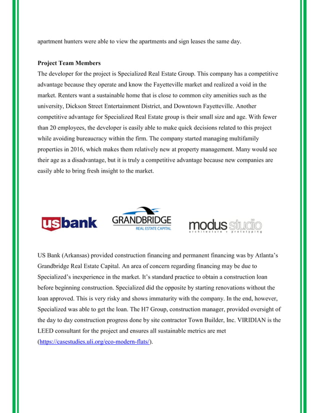 Case Study Analysis - ECO Modern Flats- quentin torbert | PDF ...