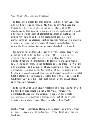 Case Study Analysis and FindingsThe final assignment for this co.docx