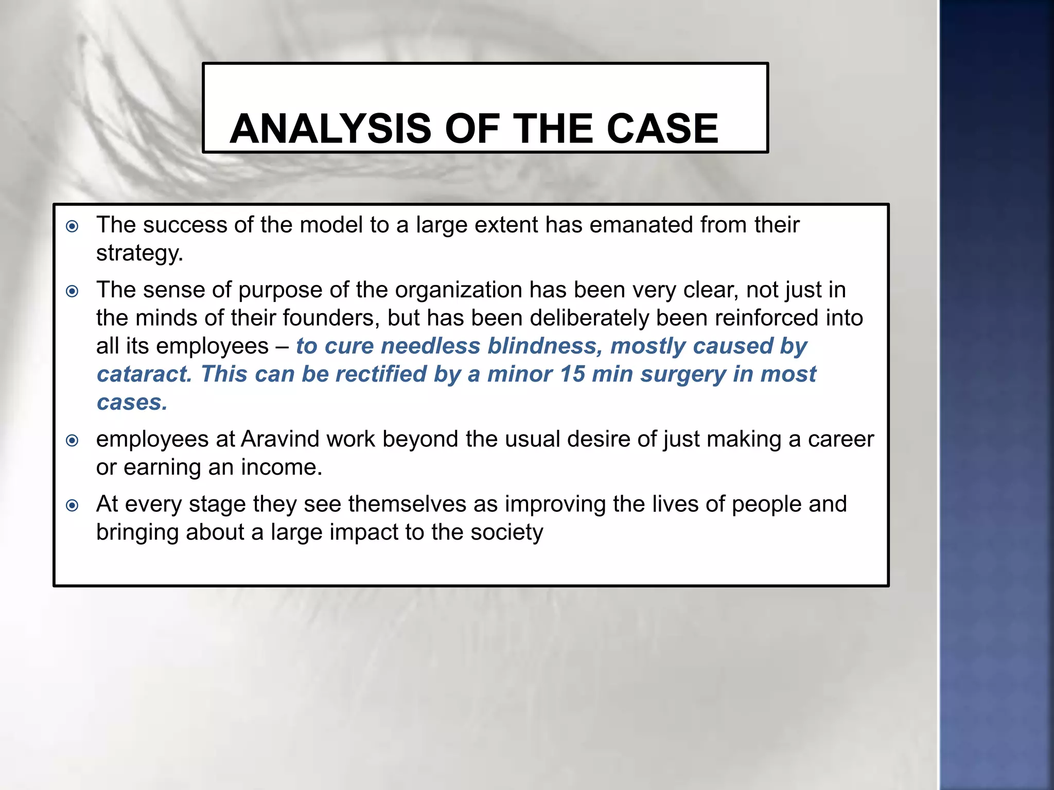 Case study analysis arvind eye care | PPTX