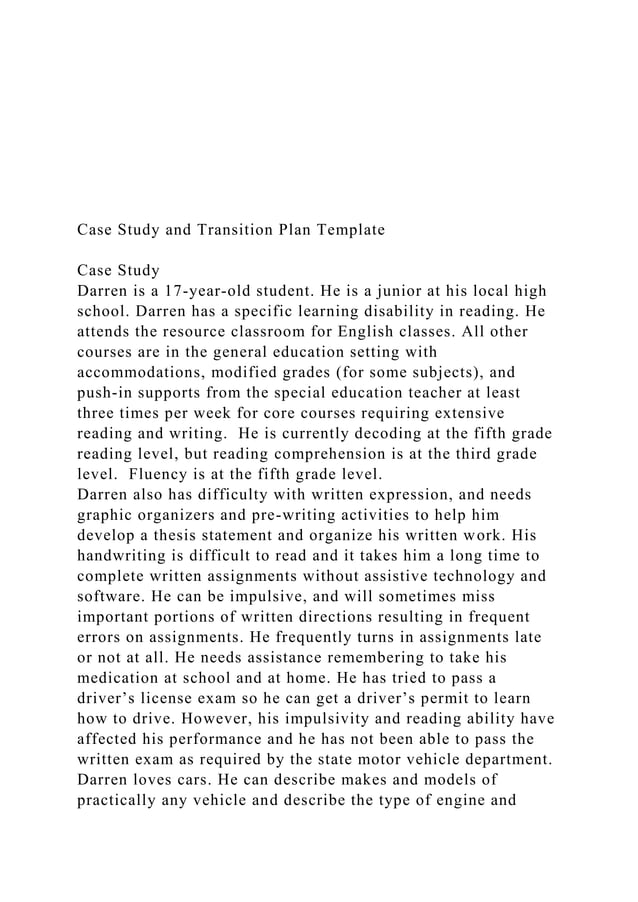Case Study and Transition Plan TemplateCase StudyD.docx