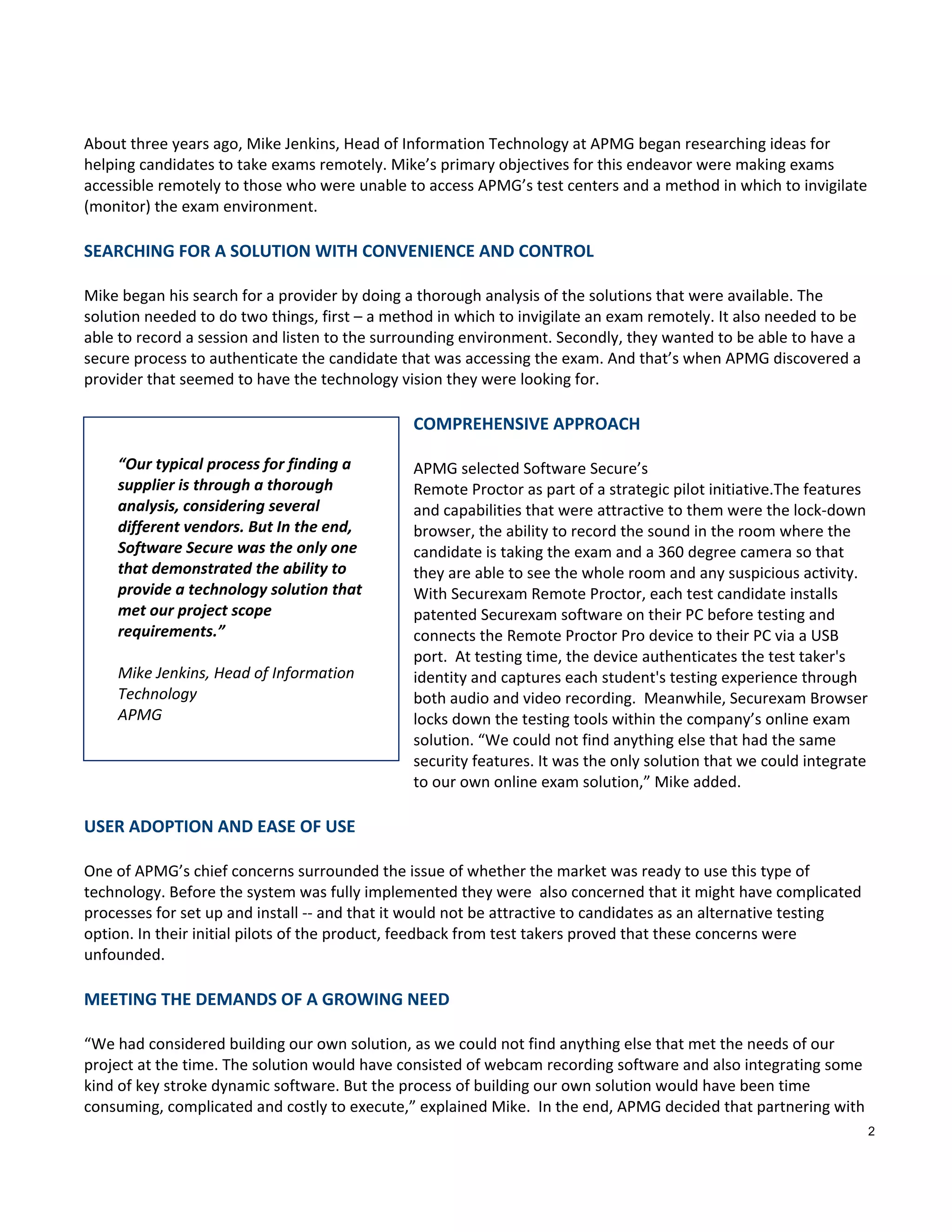 Case Study- APMG | PDF