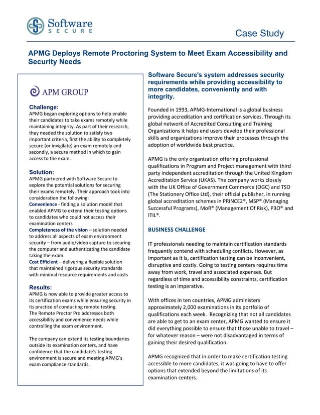 Case Study- APMG | PDF