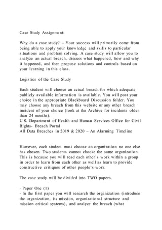 Case study assignment why do a case study – your success will | DOCX ...