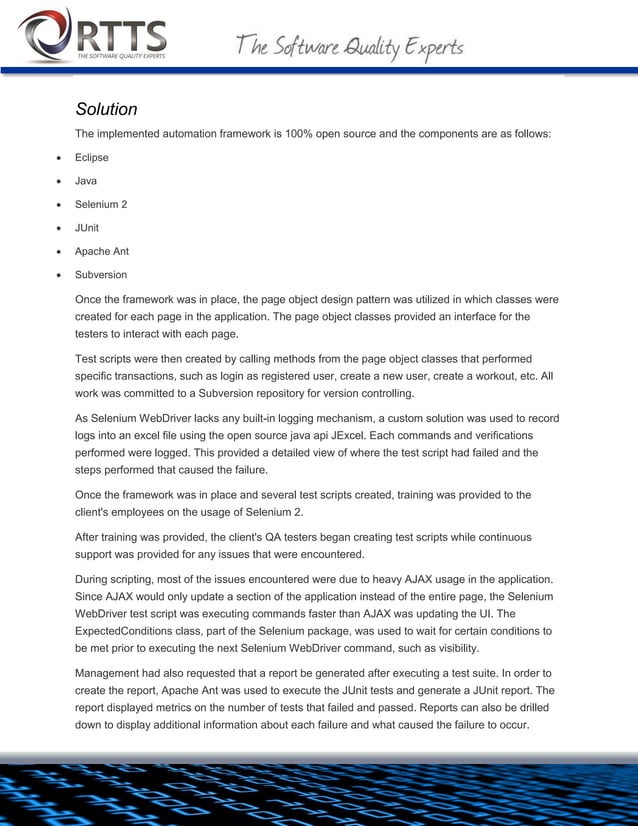 Case study: Open Source Automation Framework using Selenium WebDriver | PDF