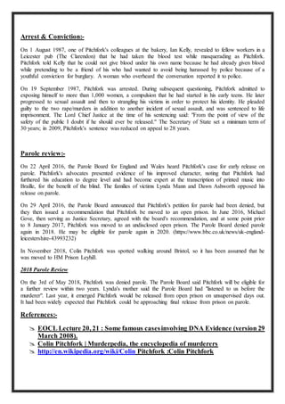 Forensic Biology Case Study :- The Colin Pitchfork Case | DOCX