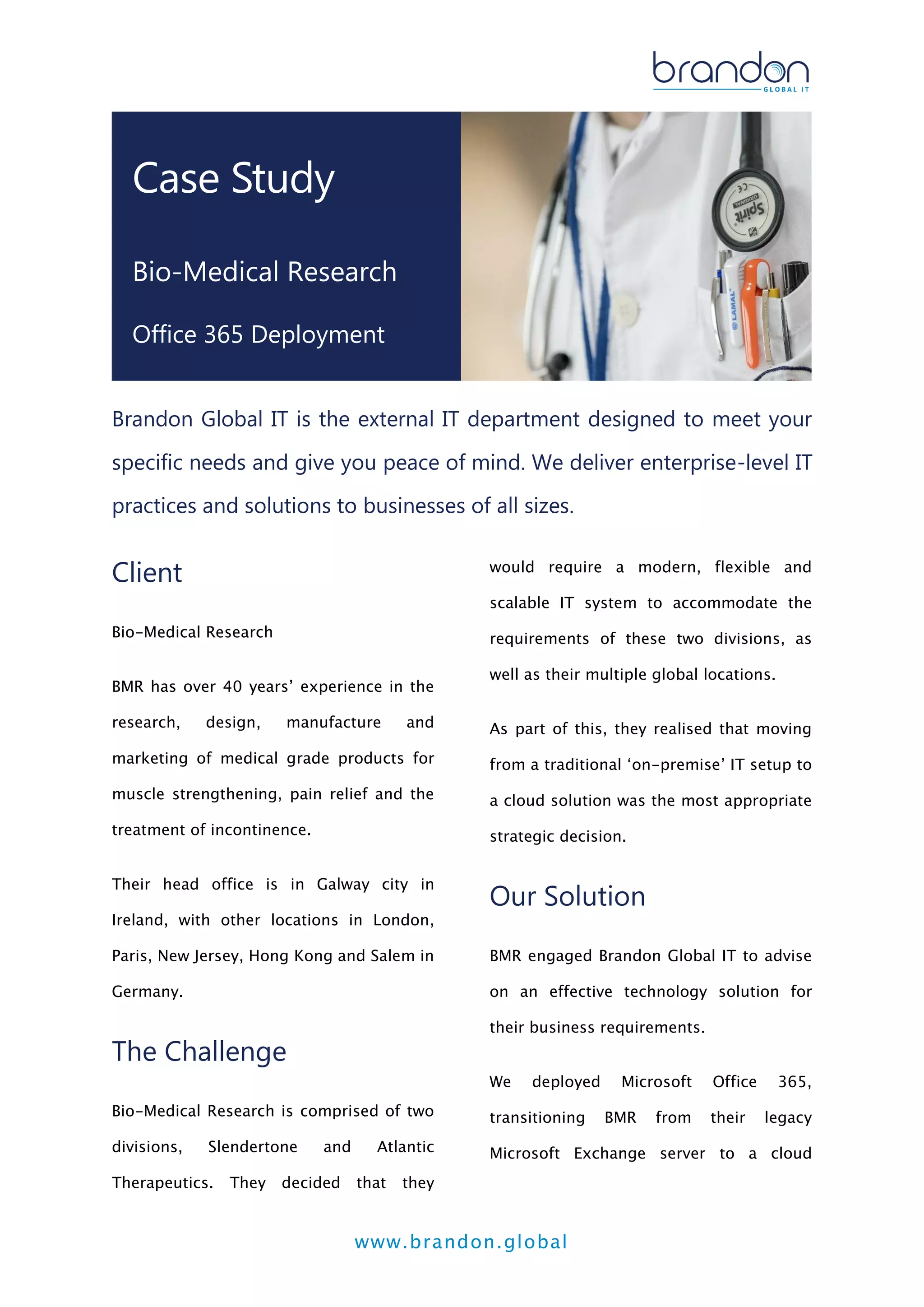 Case study bio medical research_o365 deployment | PDF