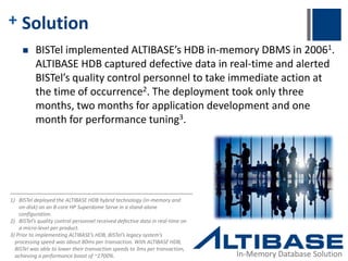 In-Memory Database Solutions for BISTel - Equipment Engineering System | PPTX