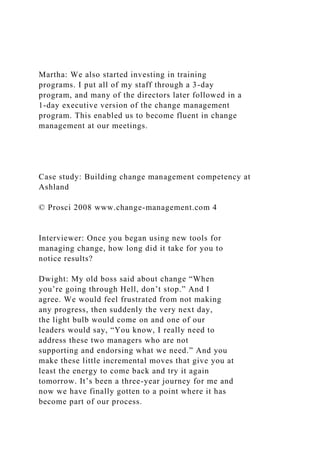 Case study Building change management competency at Ashland .docx
