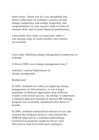 Case study Building change management competency at Ashland .docx