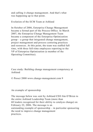 Case study Building change management competency at Ashland .docx