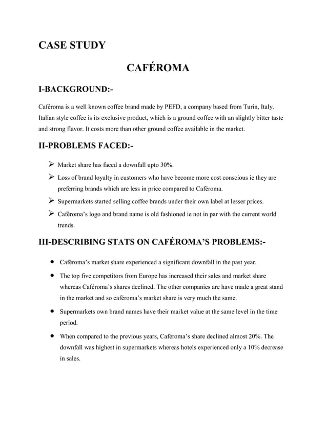 Case study caferoma | DOCX