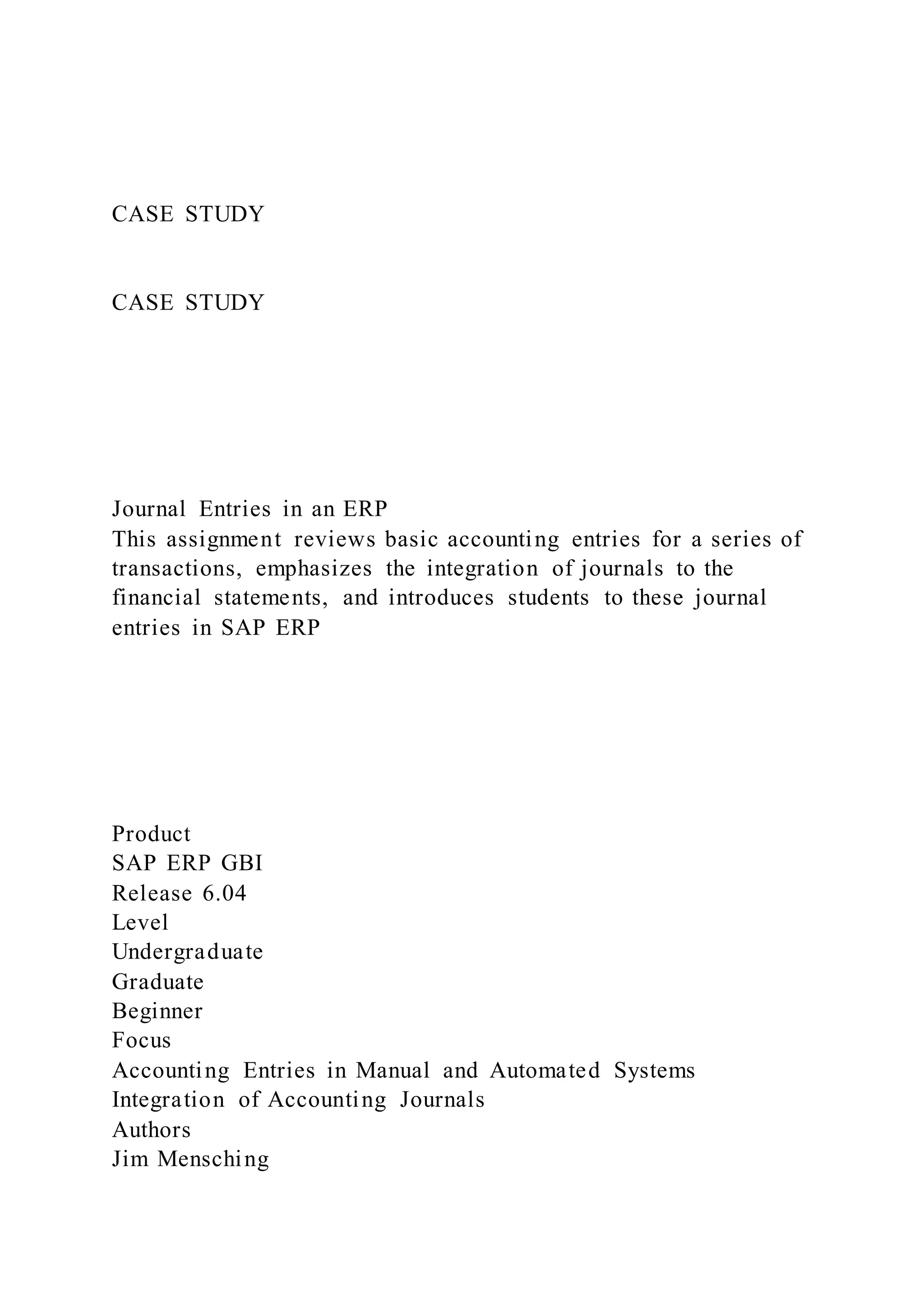 CASE STUDYCASE STUDYJournal Entries in an ER | DOCX