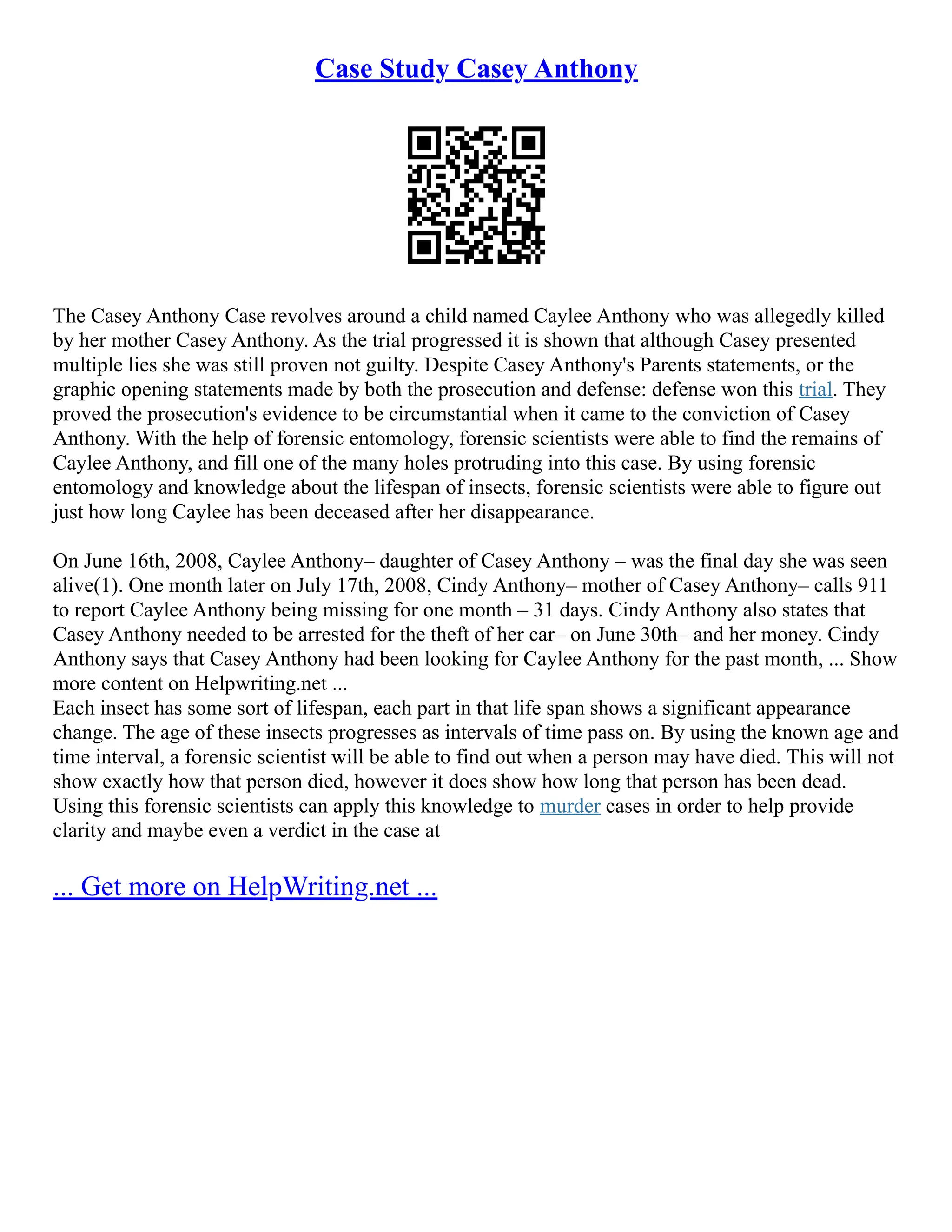 Case Study Casey Anthony | PDF