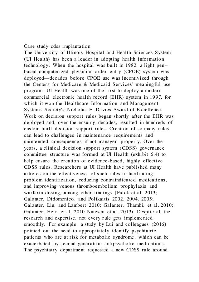 Case study cdss implantation The University of Illinois Hospit | PDF