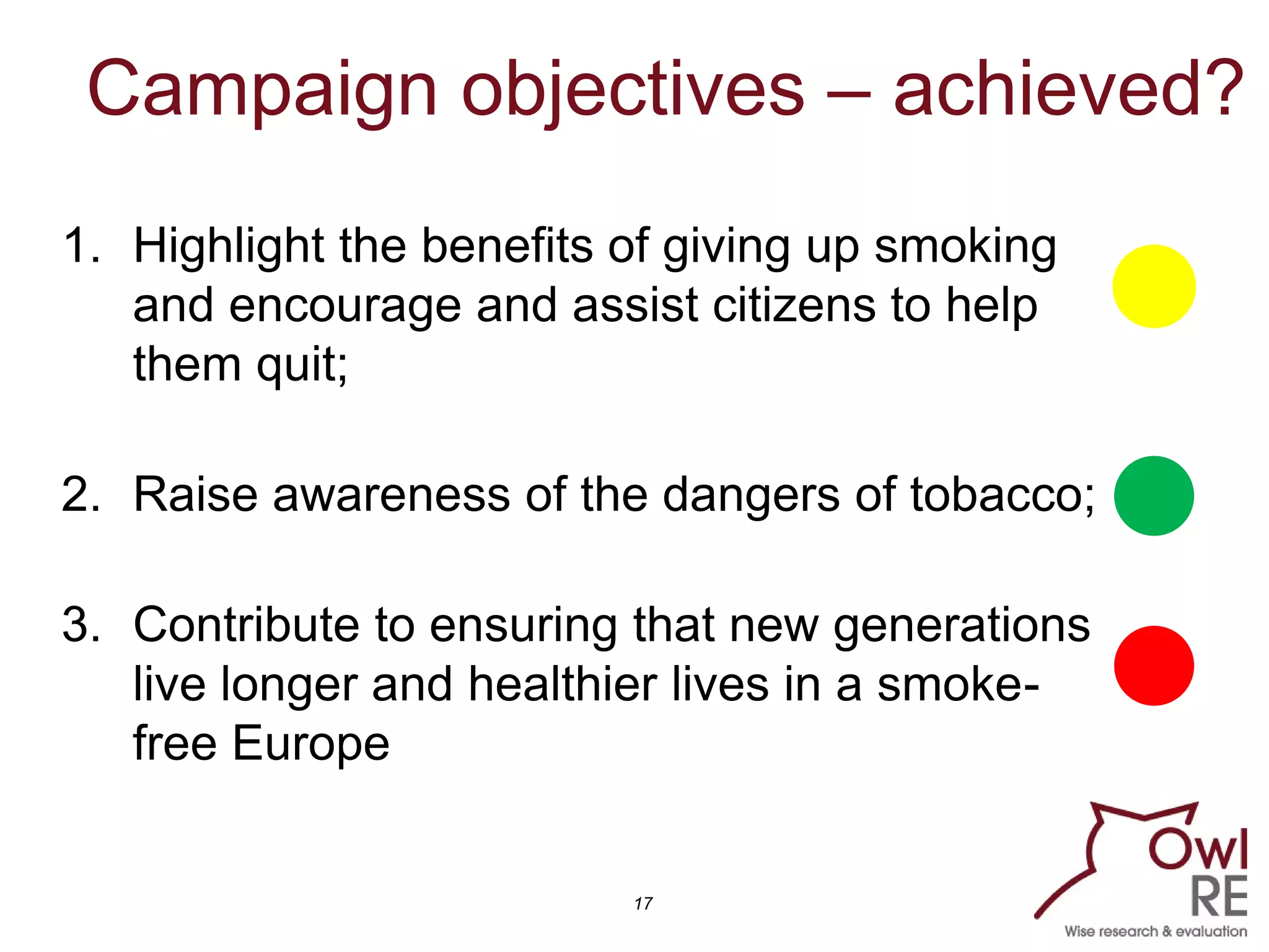 Case study on evaluating a smoking cessation campaign | PPT