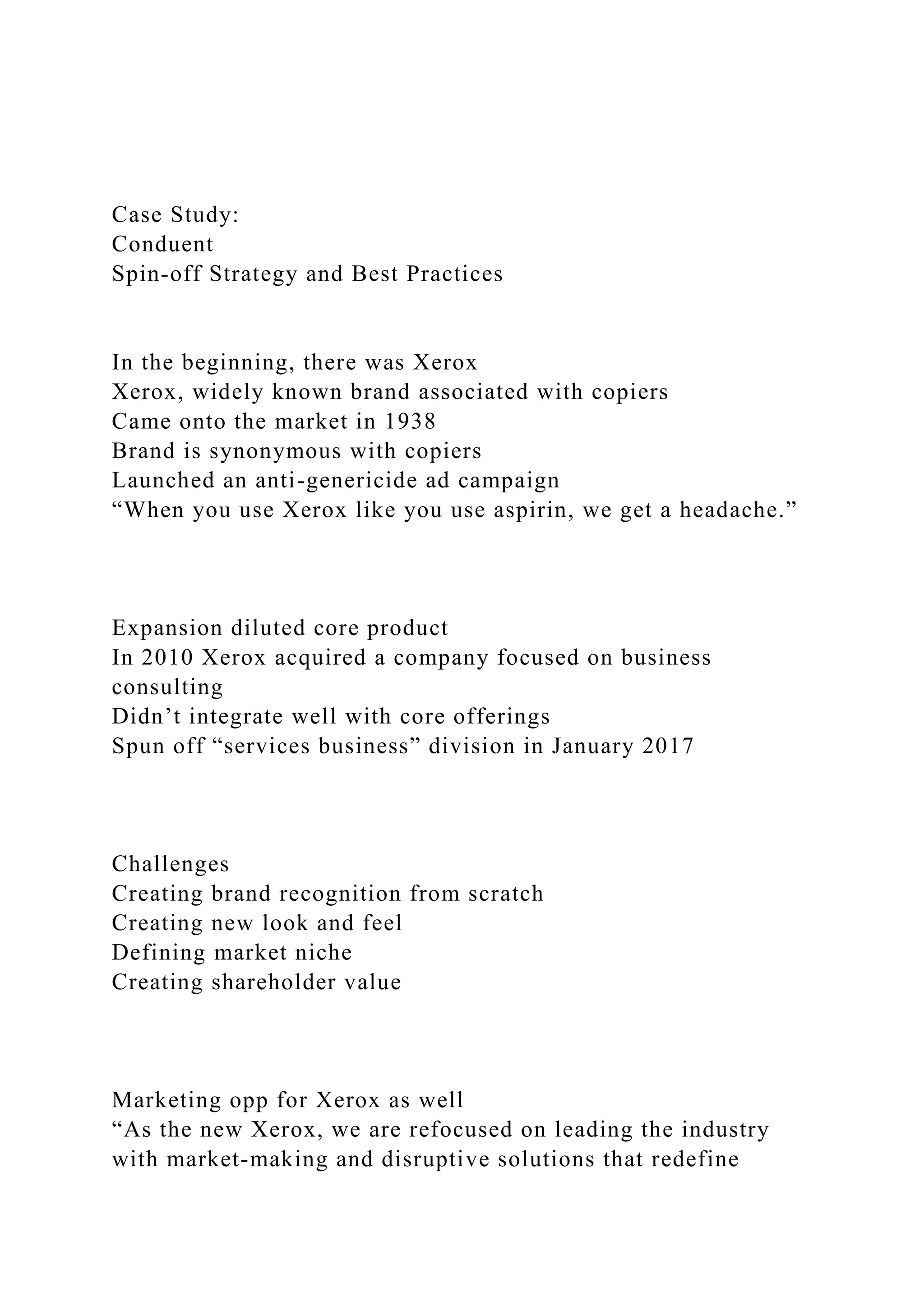 Case Study ConduentSpin-off Strategy and Best Practices.docx