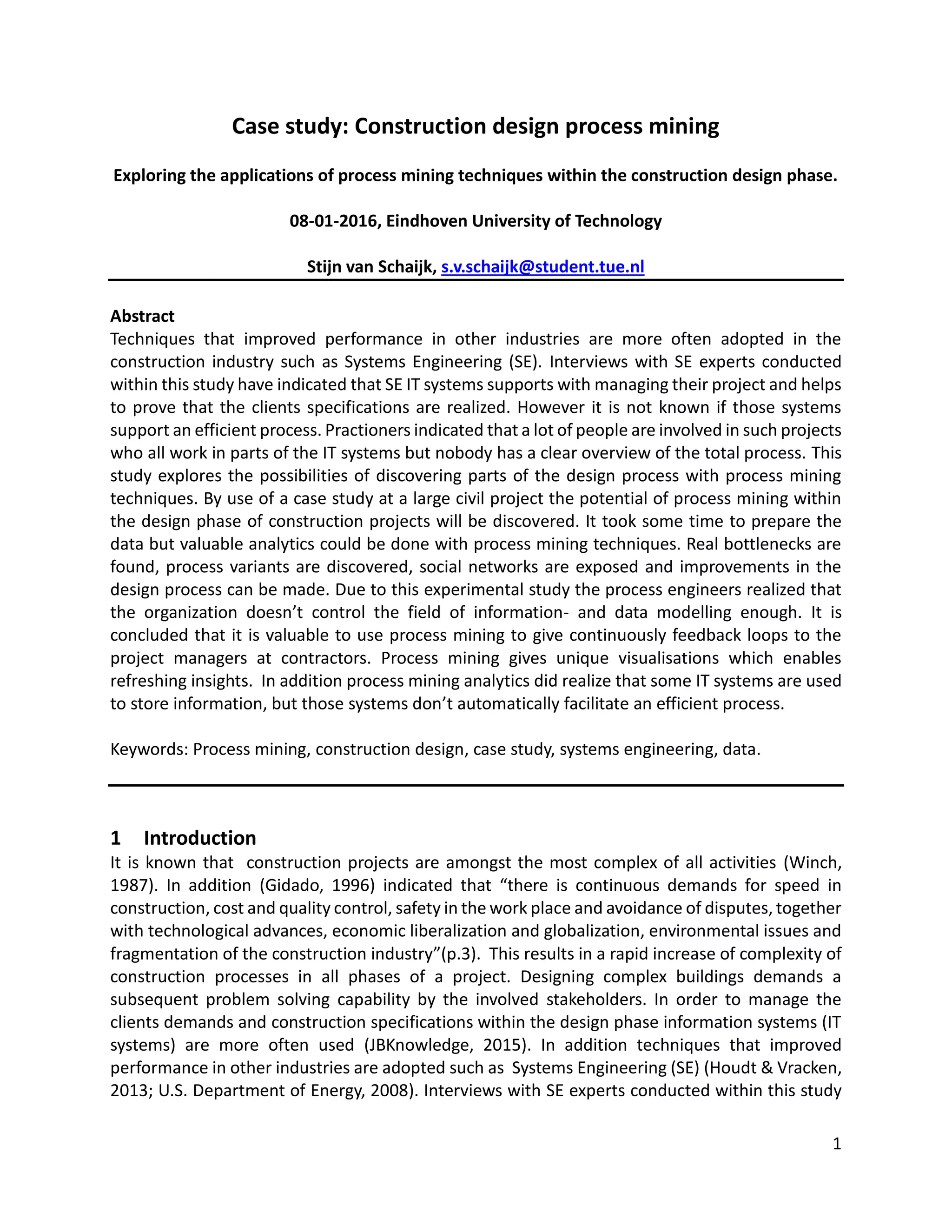 Case study construction design process mining | PDF