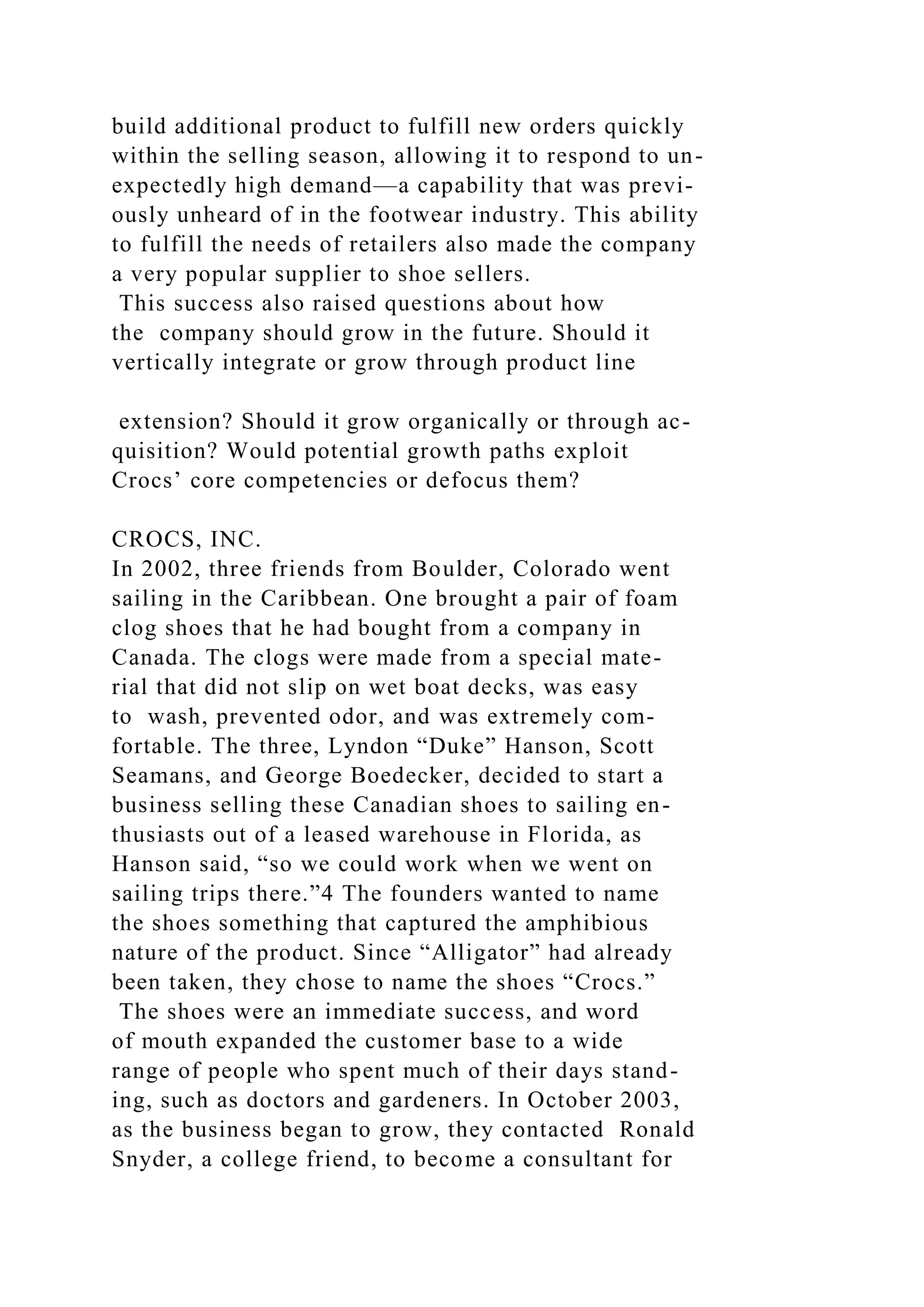 Case Study Crocs Revolutionizing an Industry’s Supply Chain .docx