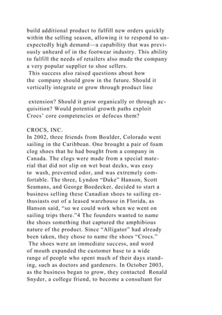 Case Study Crocs Revolutionizing an Industry’s Supply Chain .docx