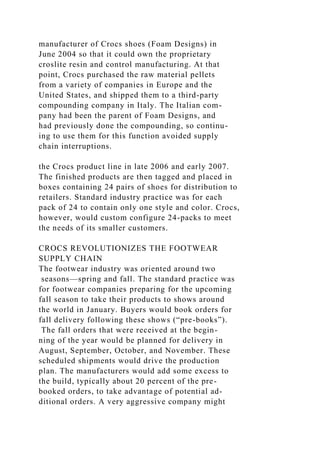 Case Study Crocs Revolutionizing an Industry’s Supply Chain .docx