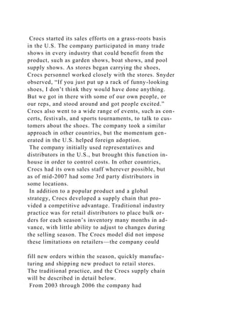 Case Study Crocs Revolutionizing an Industry’s Supply Chain .docx