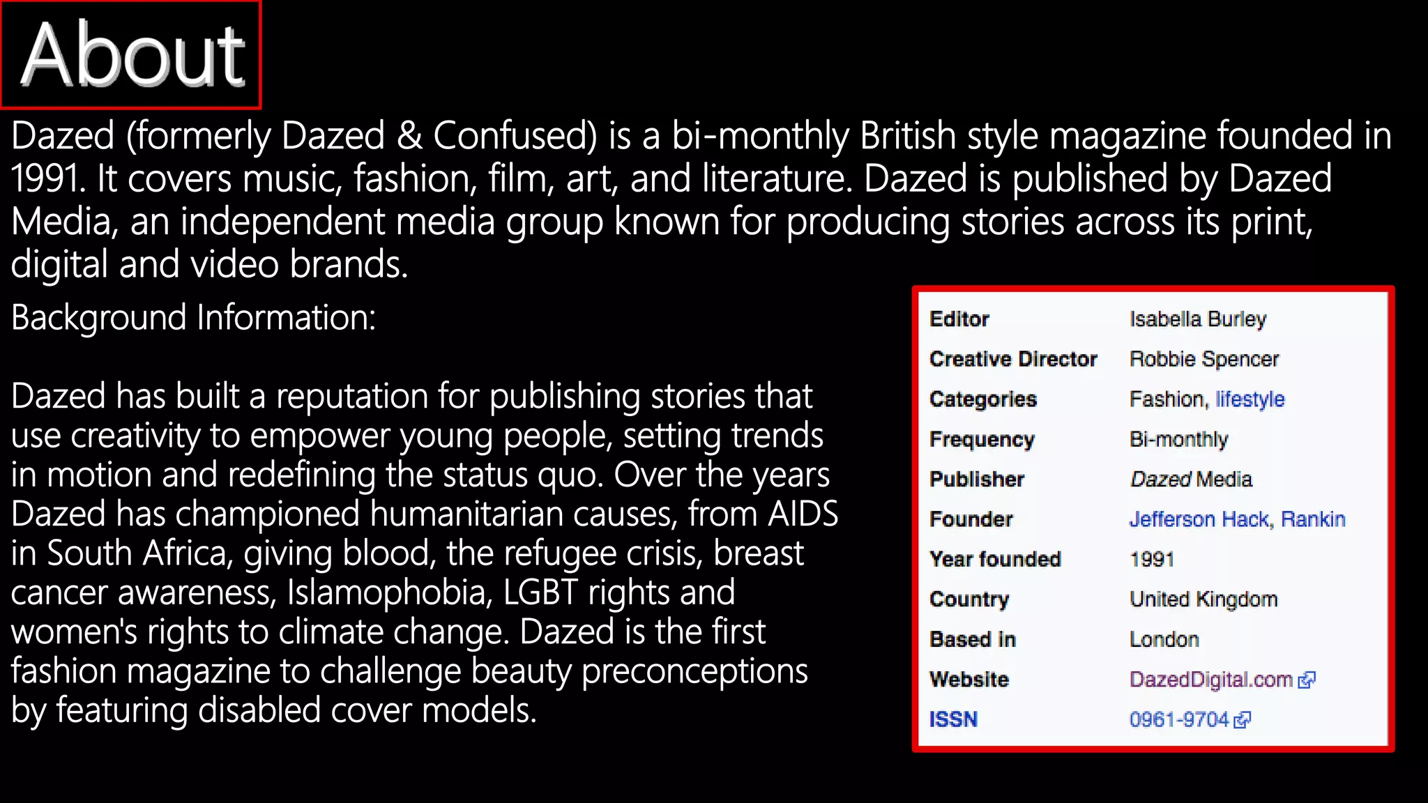 Case study Dazed | PPTX