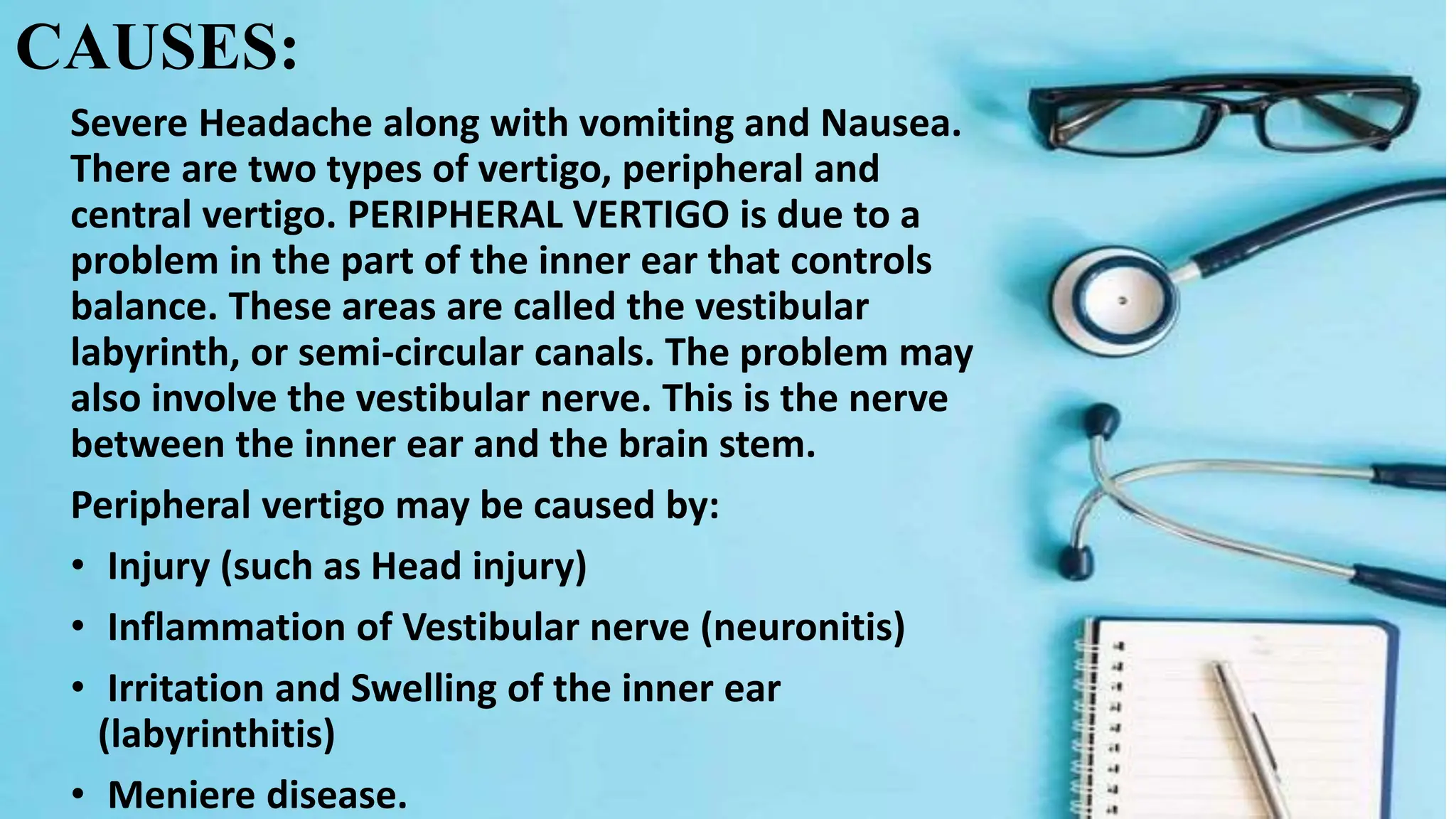 Vertigo with acute vestibular migrane condition - case study | PPTX