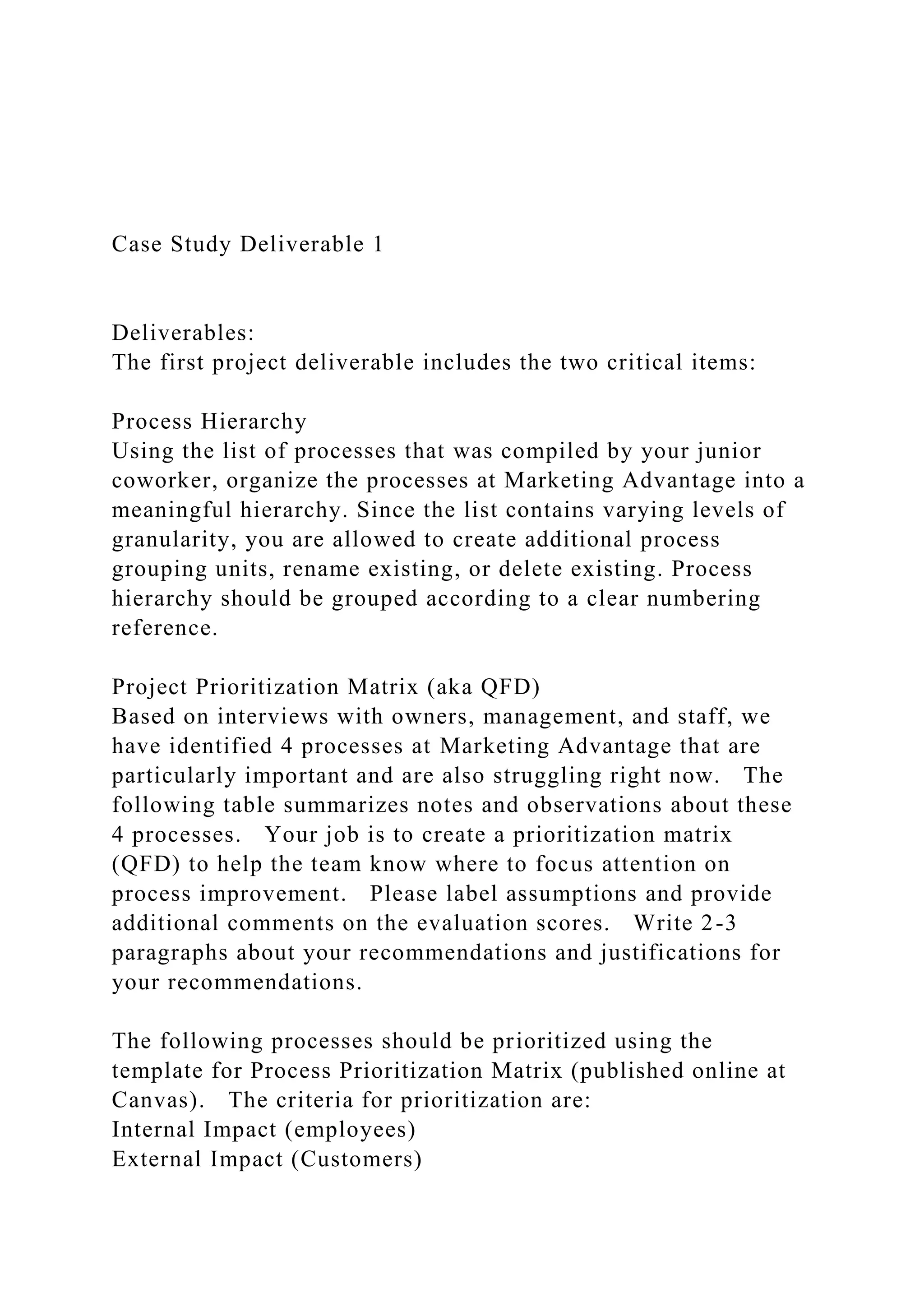 Case Study Deliverable 1DeliverablesThe first project.docx