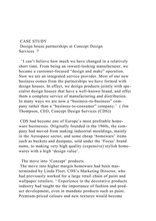 CASE STUDY Design house partnerships at Concept Design S.docx