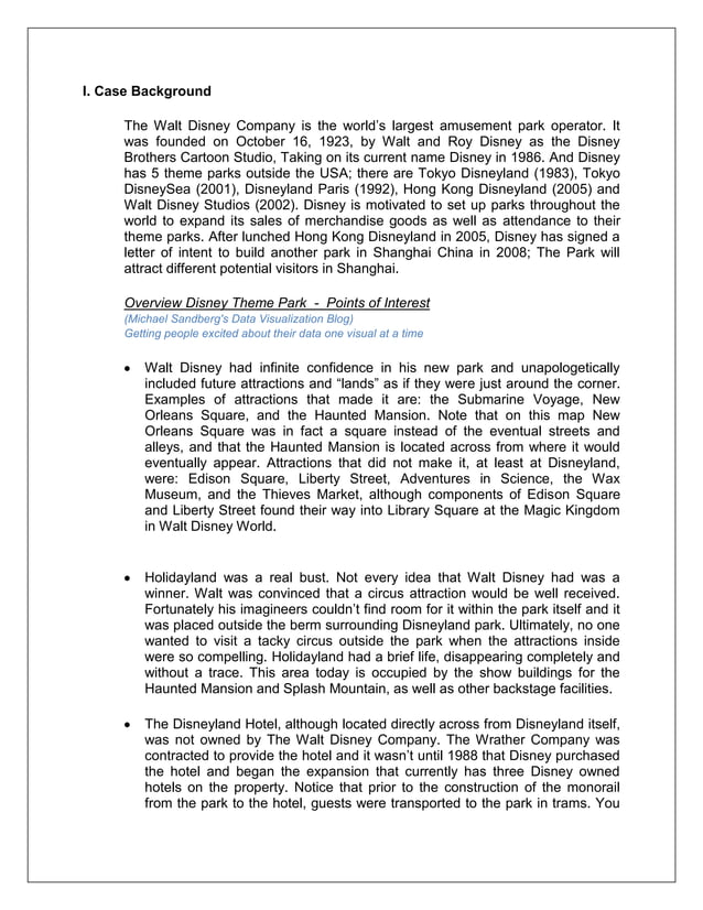 Case study disney theme park | DOCX | Asia Travel | Travel Locations