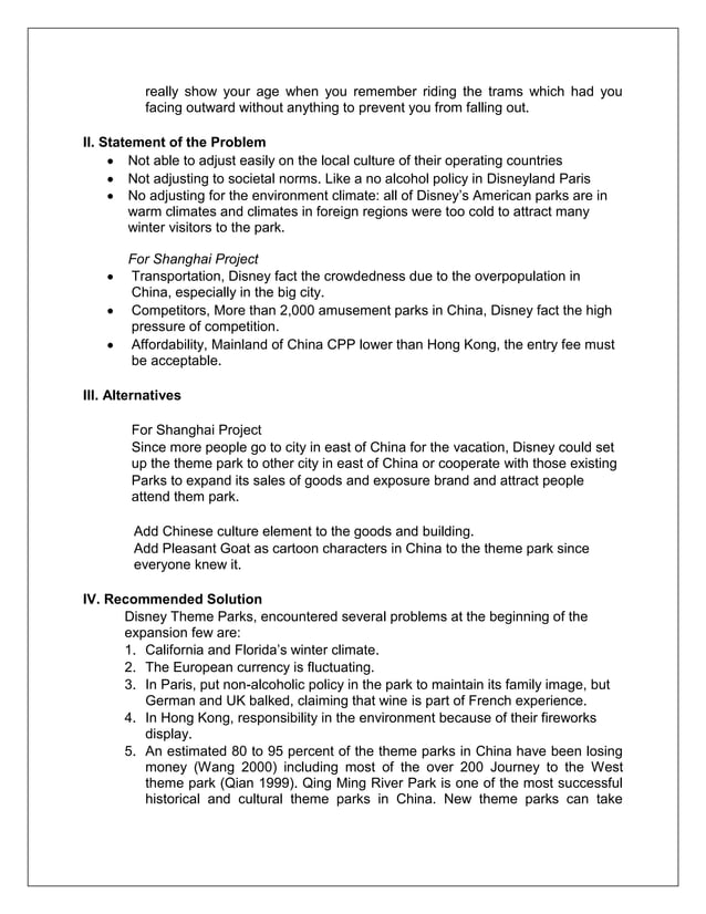 Case study disney theme park | DOCX | Asia Travel | Travel Locations