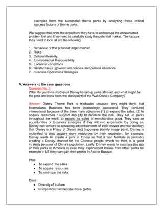 Case study disney theme park | DOCX