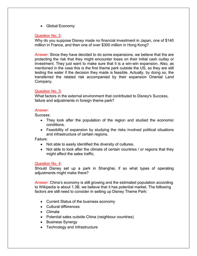 Case study disney theme park | DOCX | Asia Travel | Travel Locations