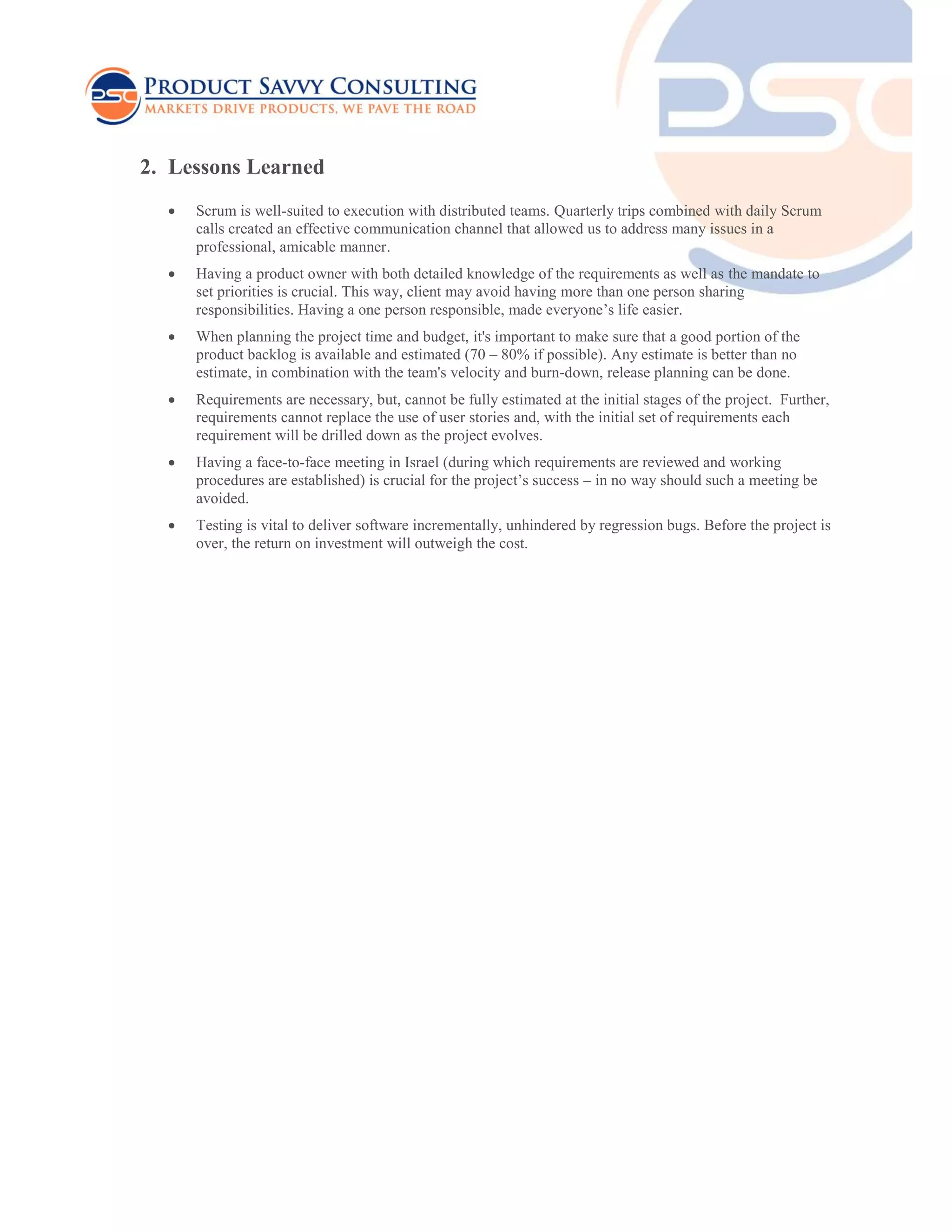 Case Study - Distributed Scrum Development V2 | PDF