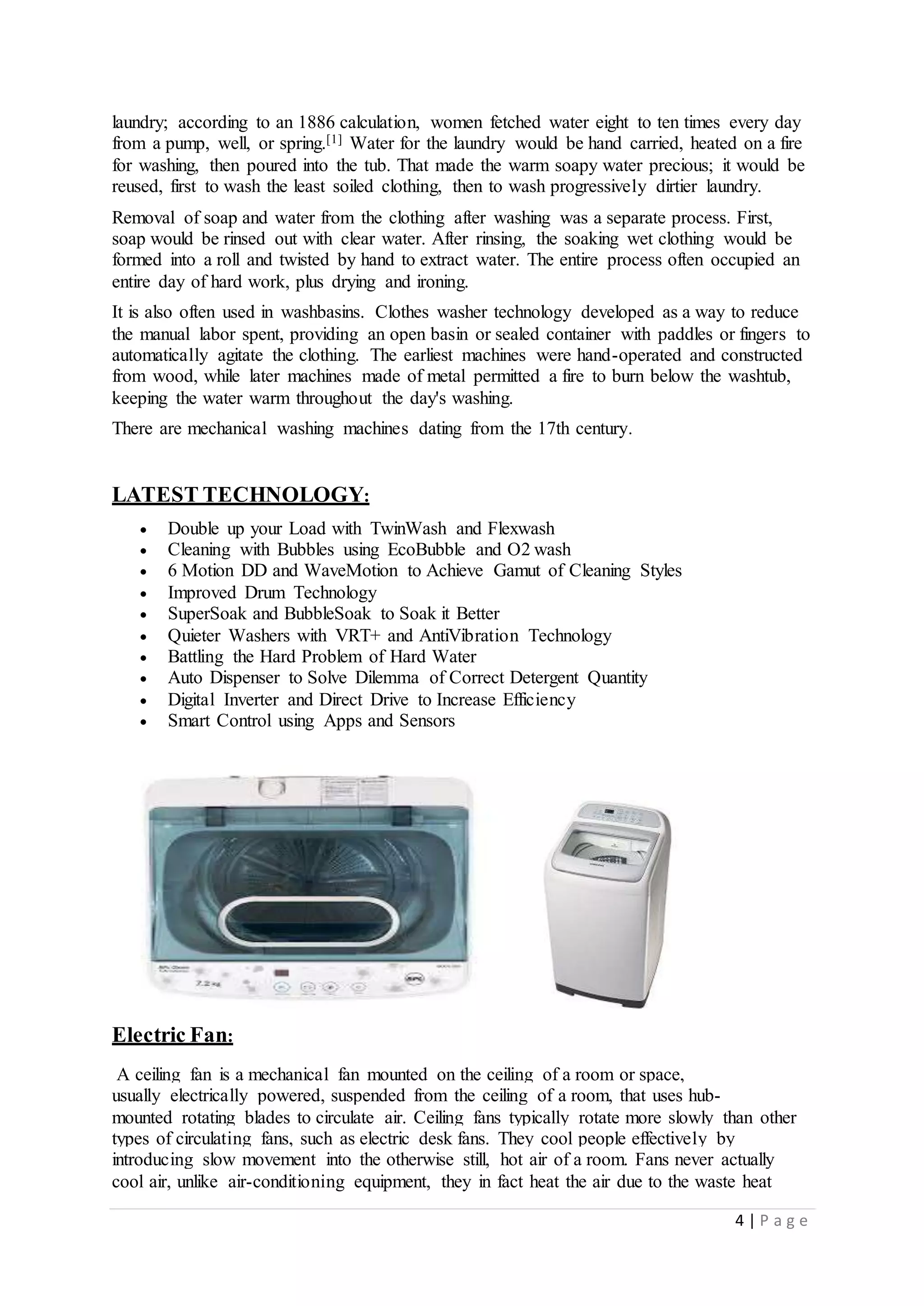 Case study ece on household appliances with latest technology | DOCX