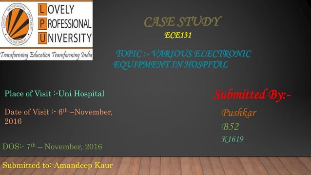 Case study electronic equipments in hospital ece-131 | PPT | Free Download