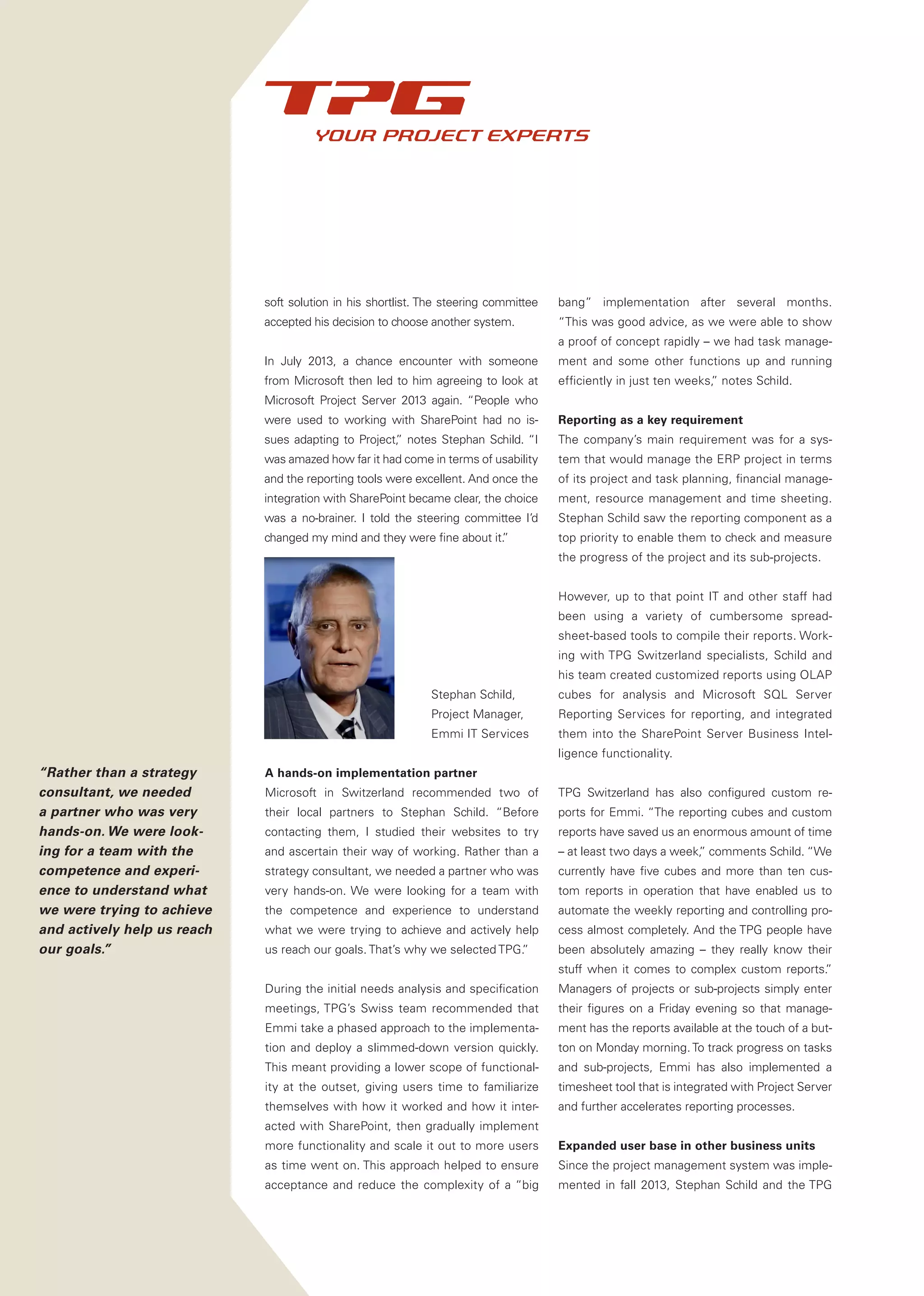 Case Study: TPG Project Management Solution Delivers Big Savings to Emmi Schweiz AG | PDF