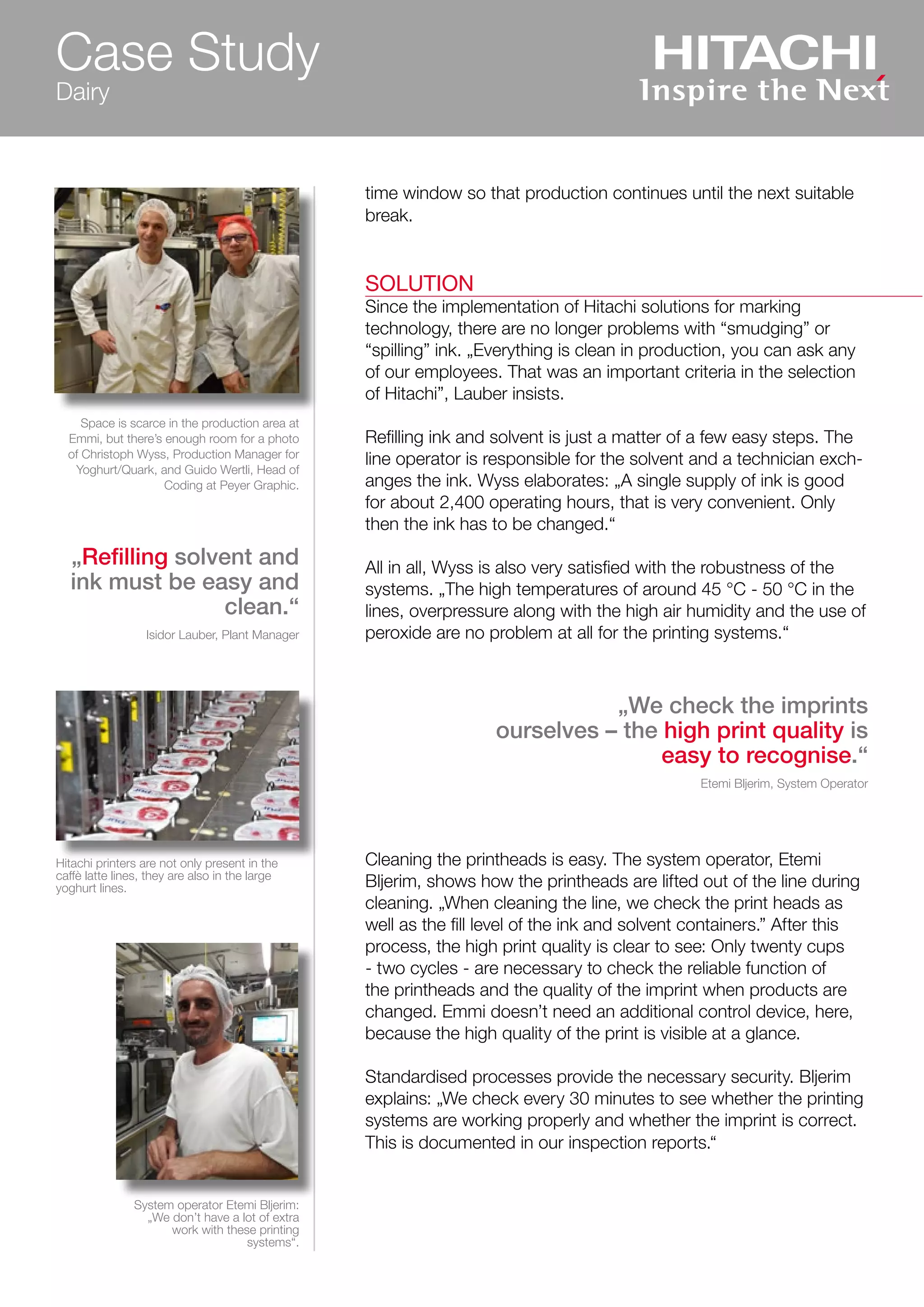 Hitachi coding solutions for the dairy industry-Case study with Emmi plant in Ostermundigen | PDF