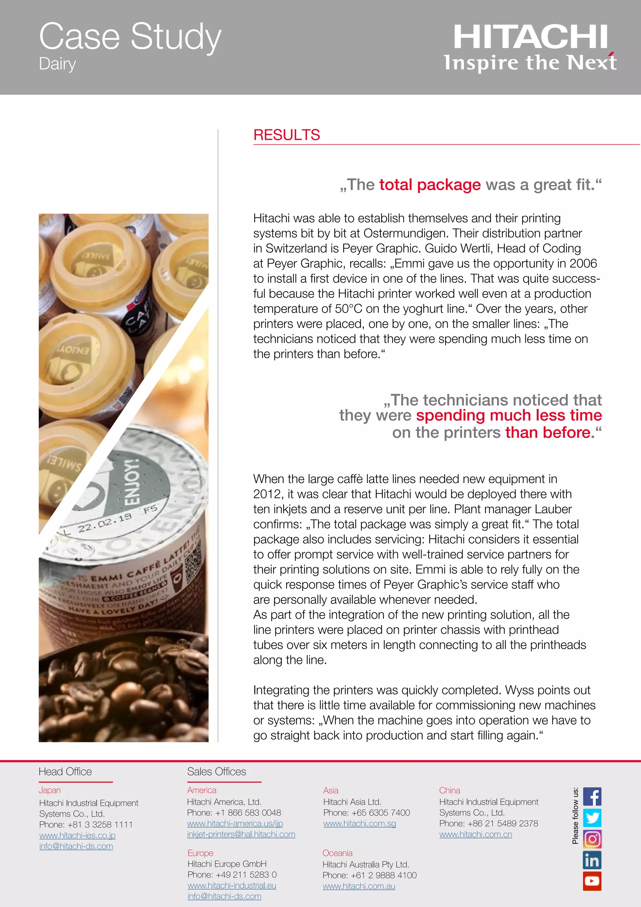 Hitachi coding solutions for the dairy industry-Case study with Emmi plant in Ostermundigen | PDF