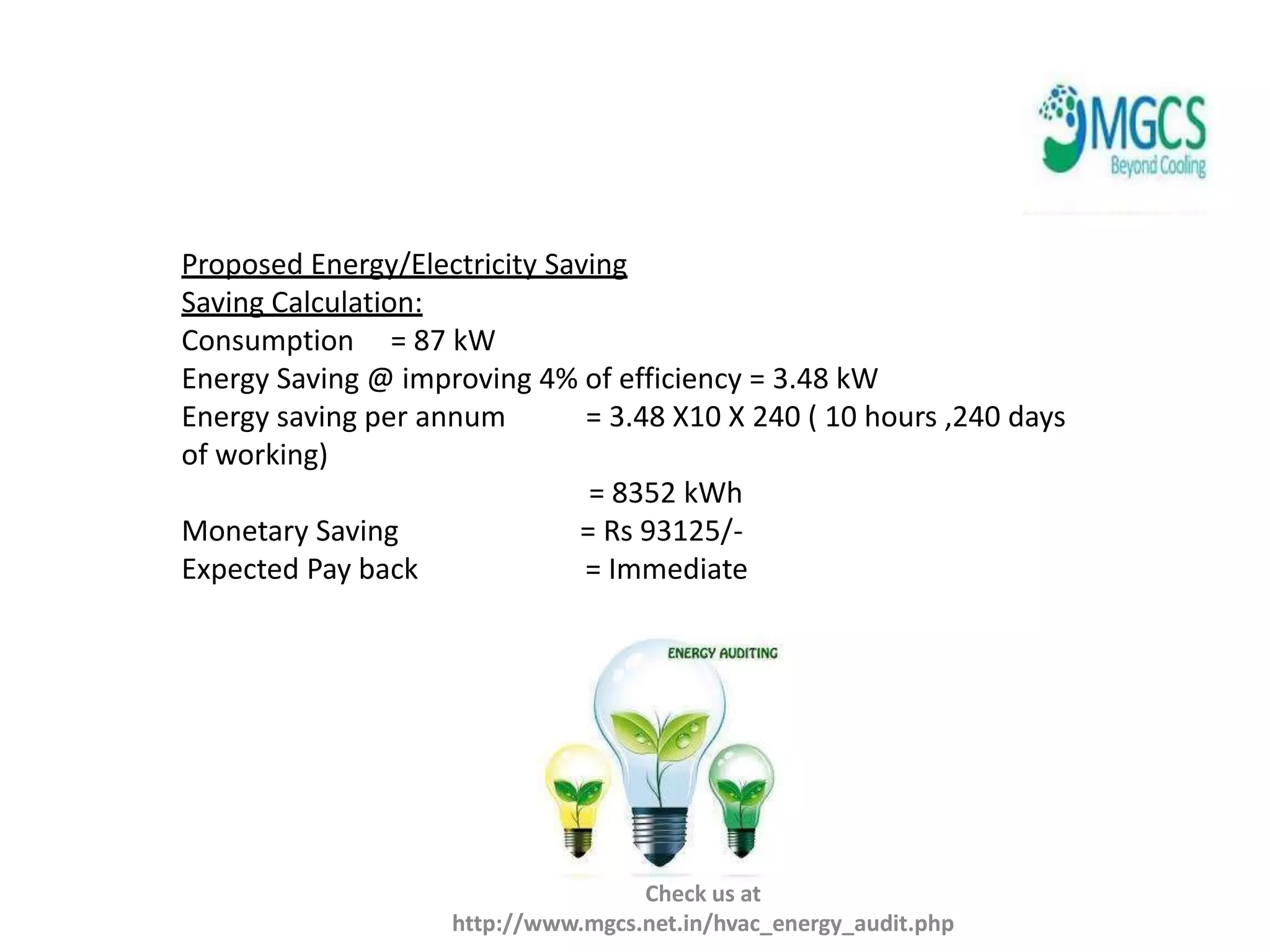 Case study Energy Audit for Chiller Plant | PPTX