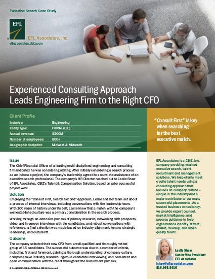 Experienced Consulting Approach Leads Engineering Firm to the Right CFO ...