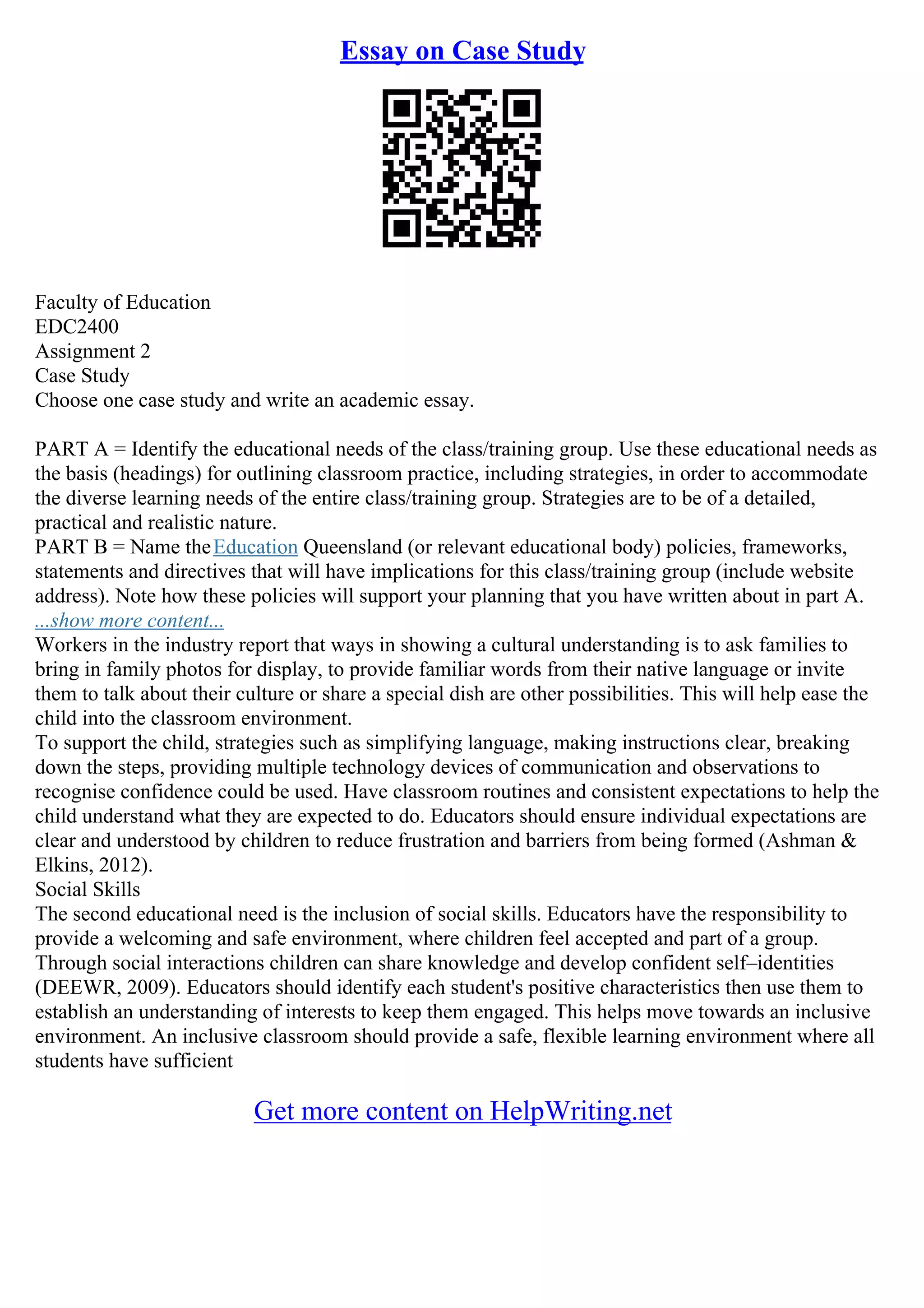 Case Study Essays | PDF