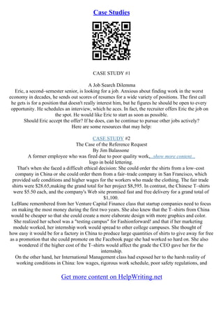 Case Study Essays | PDF