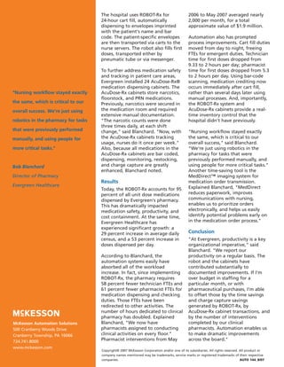 Nursing, Pharmacy Benefit from ROBOT-Rx Medication Dispensing Solution ...