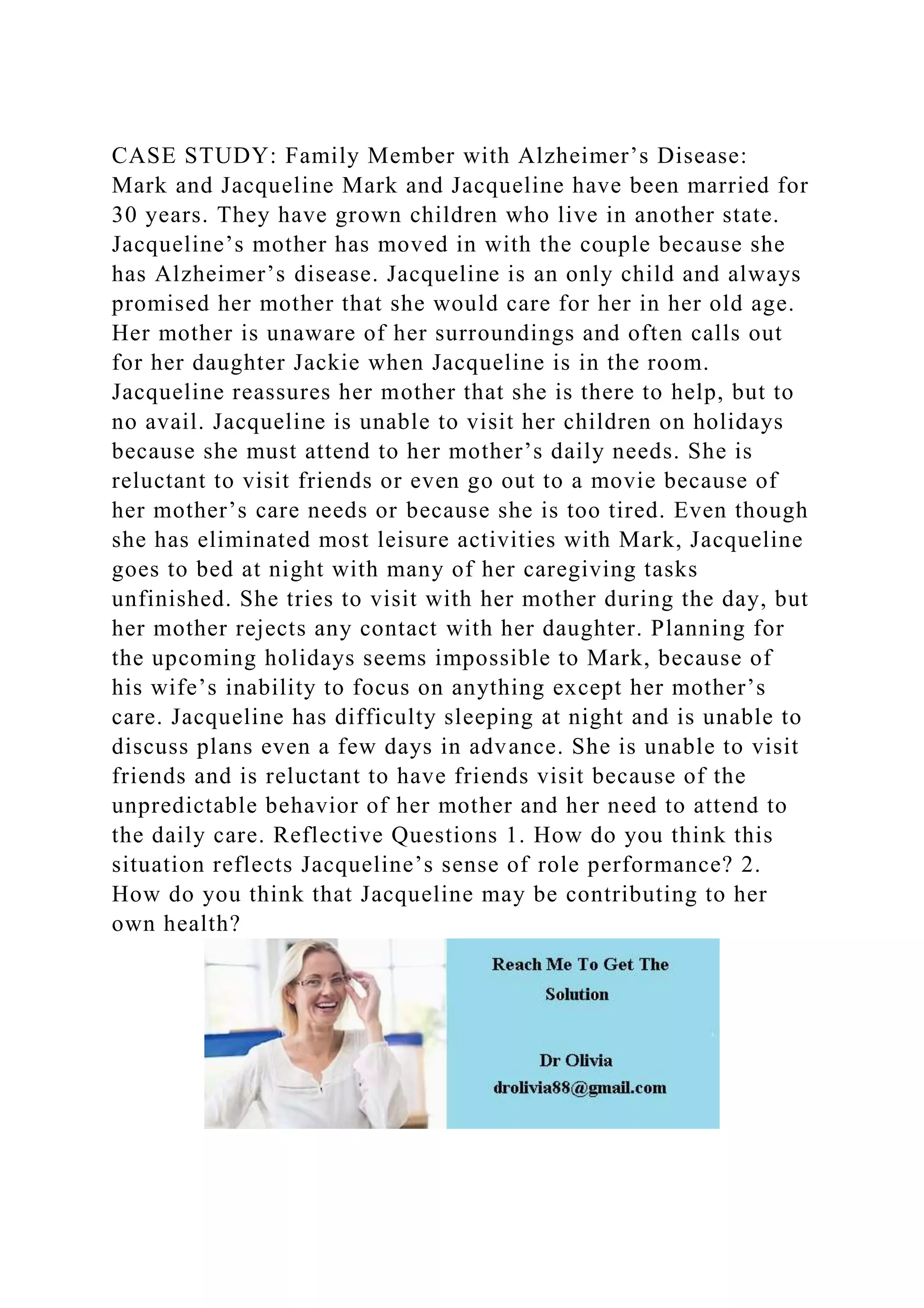 CASE STUDY Family Member with Alzheimer’s Disease Mark and Jacquel.docx