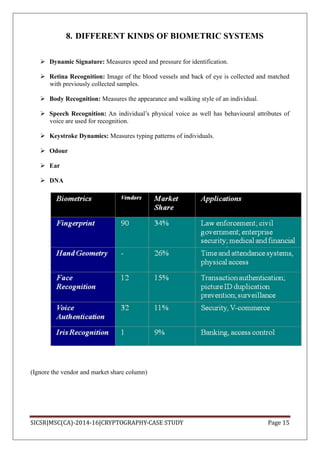Case study on Usage of Biometrics (Cryptography) | PDF