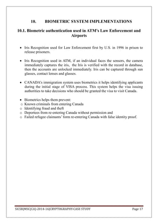 Case study on Usage of Biometrics (Cryptography) | PDF