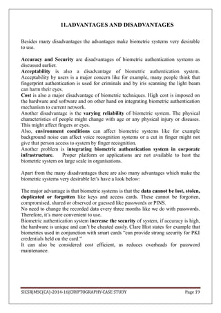 Case study on Usage of Biometrics (Cryptography) | PDF