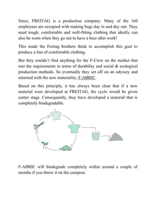 Freitag-Giving the true meaning of Sustainabilty | PDF