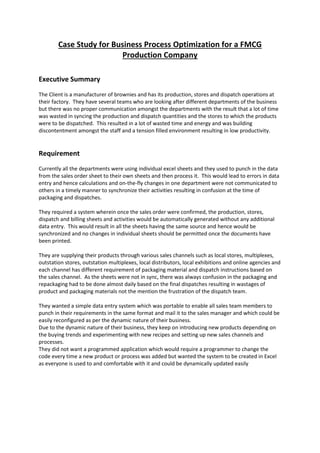 Case study for business process optimization | PDF